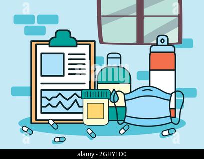 medical order checklist and medicine icons vector illustration design ...