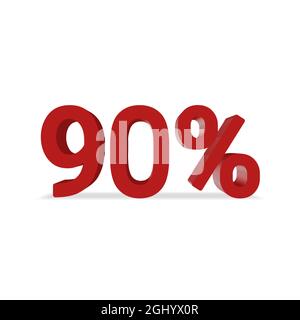 90% Discount over white background Stock Photo - Alamy