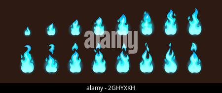 Fire sprite sheet. Cartoon vector flame game animation. Set of flame ...