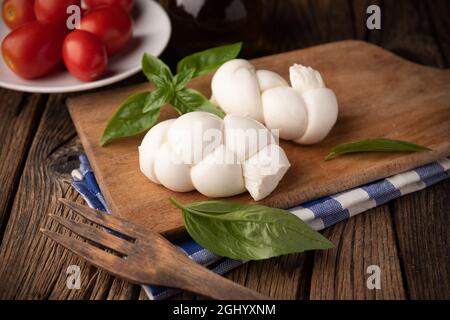 Twisted to form a plait treccia mozzarella Italian soft cheese served ...