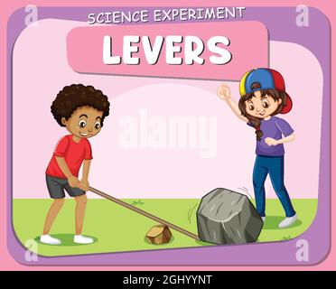 Levers science experiment poster with children character illustration ...