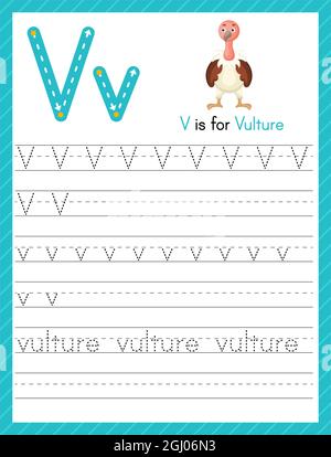 Letter V is for vulture. ABC game for kids. Alphabet coloring page ...