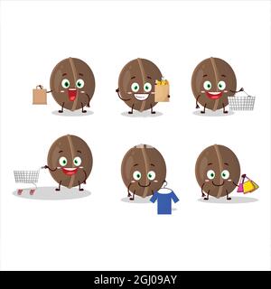 A Rich walnuts mascot design style going shopping. Vector illustration ...