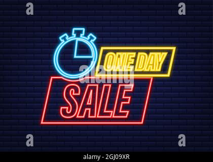 One day to go neon sign on brick wall background. Vector illustration ...