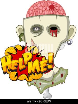 Halloween Help Me font logo with creepy ghost illustration Stock Vector ...