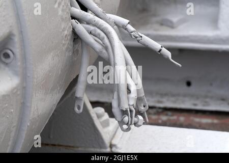 iron industrial winch wheel detail close up Stock Photo - Alamy
