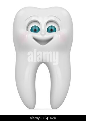 3D render of cartoon Mr Tooth isolated over white backgorund. Pediatric ...
