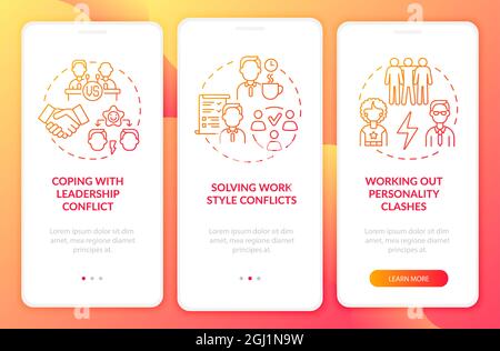 Team conflicts onboarding mobile app page screen Stock Vector Image ...