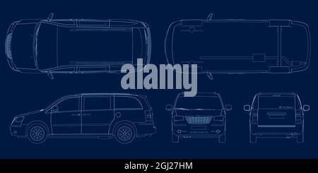 Front, side, top, bottom views of plane vector illustrations set Stock ...