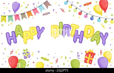 Bunting colorful flags and confetti with letters Welcome Stock Vector ...