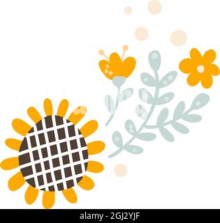 Sunflower Outline Banner Card. Vector Illustration Stock Vector Image ...
