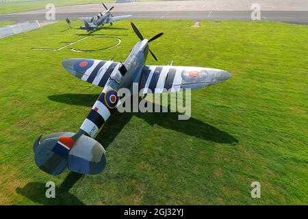 Supermarine Spitfire RR232 at Leeds East Airport RGCM Stock Photo - Alamy