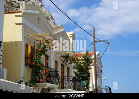 coy village on symi island in greece Stock Photo - Alamy