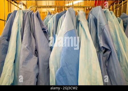 Fresh PPE kits and other safety equipment in the laundry room at the ...