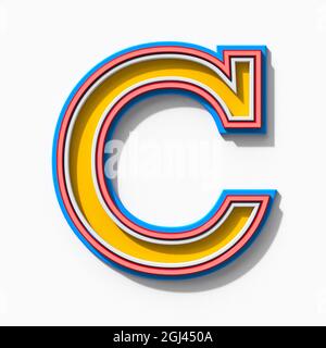 Slab serif colorful outlined font with shadows Letter M 3D rendering ...