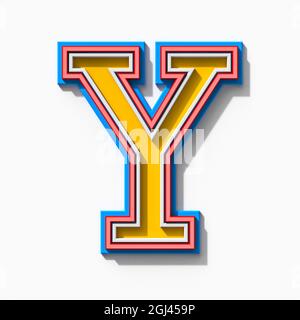 Slab serif colorful outlined font with shadows Letter W 3D rendering ...