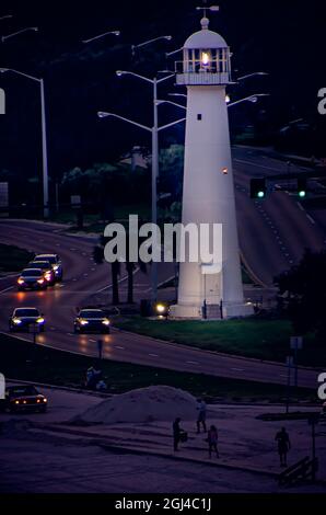 The Biloxi Lighthouse at dusk, Sept. 5, 2021, in Biloxi, Mississippi ...