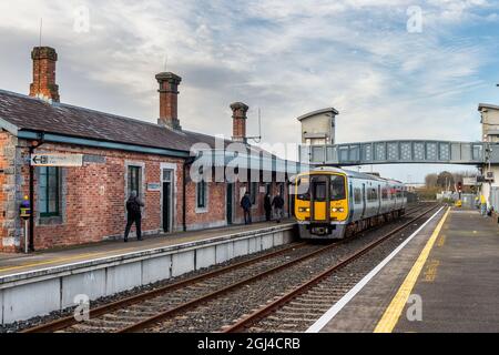 Iarnród Éireann passenger train at Midleton Railway station, Midleton ...