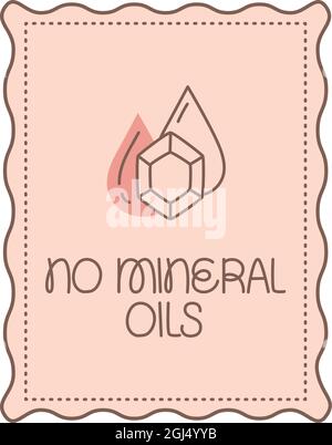 No mineral oil product vector label. Cosmetics, skin care line badge ...