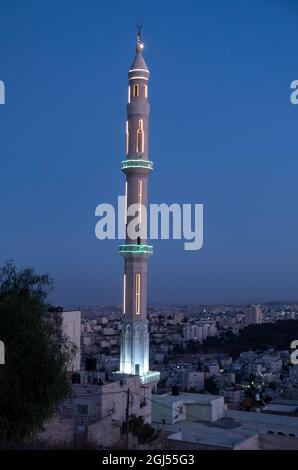 View at twilight of the Arab neighborhood of A-Tur located on the Mount ...