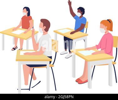 School lesson semi flat color vector characters Stock Vector Image ...
