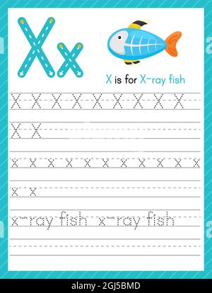 X-ray Fish Animal Tracing Letter ABC Coloring X Stock Vector Image ...