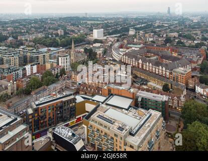 aerial view of London Ealing Broadway railway train station London, UK ...