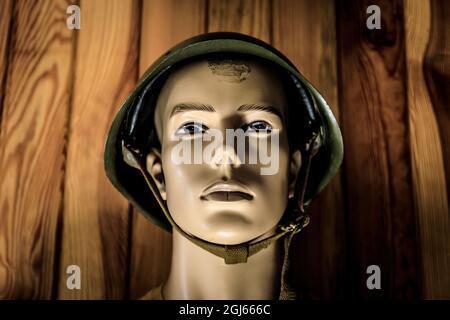 Ukraine, Pripyat, Chernobyl. Helmet on a mannequin head Stock Photo - Alamy