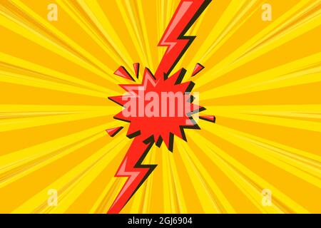Superhero halftoned background with lightning. Red comic design with ...