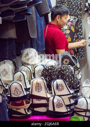 Kalpak (Al-Kalpak), the traditional felt hat of Kyrgyzstan. Jayma ...