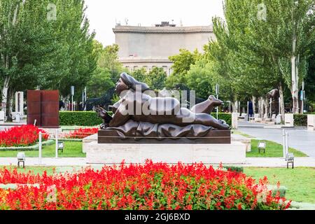 Woman Smoking a Cigarette by Fernando Botero,Yerevan,Armenia Stock ...