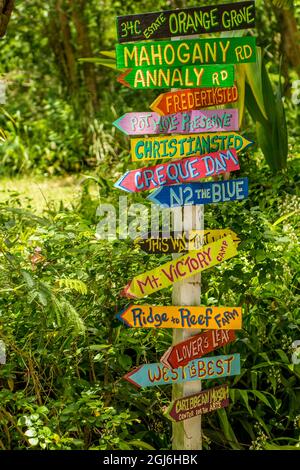 Rainforest sIgnpost, St. Croix, US Virgin Islands Stock Photo - Alamy