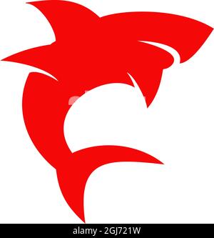 Shark Strength logo design vector Outline isolated illustration Stock ...