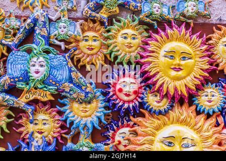 Sicilian sun face of ceramic in Taormina, Italy Stock Photo - Alamy