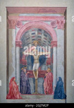Fresco 'Holy Trinity' by Italian Renaissance painter Masaccio (1425) in ...