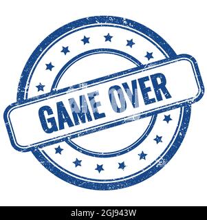 GAME OVER text written on red grungy zig zag borders round stamp Stock ...