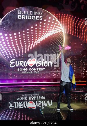 Mans Zelmerloew representing Sweden celebrates his victory at the Grand ...