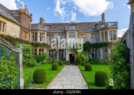 The west front of Mapperton House - a Jacobean country manor house and ...