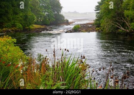 River Snizort, Isle of Skye, Salmon leap falls, Skye, Scotland, October ...