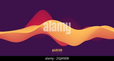 Sound wave visualiztion. 3D orange solid waveform. Voice sample pattern ...