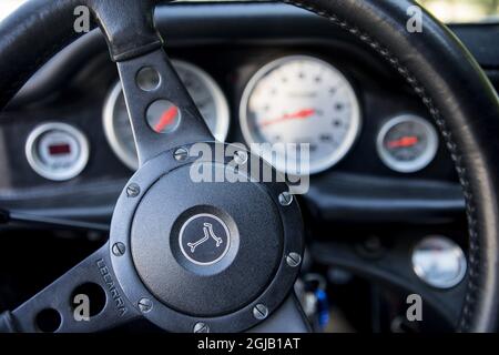 De Tomaso Pantera Steering Wheel and Interior View Stock Photo - Alamy