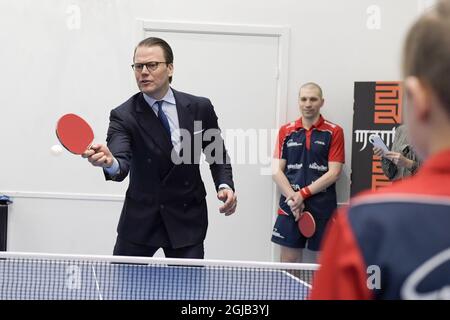 ESKILSTUNA 20180112 Prince Daniel playing table tennis with David ...