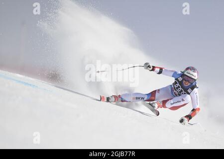 Michelle Gisin of Switzerland in action before a fall during the women ...