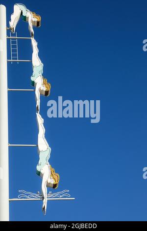 Vintage motel sign with a swimmer diving, Mesa, Arizona. (Editorial Use ...