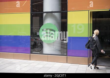 STOCKHOLM 2018-08-15 Spotify's new office in Stockholm, Sweden Foto ...
