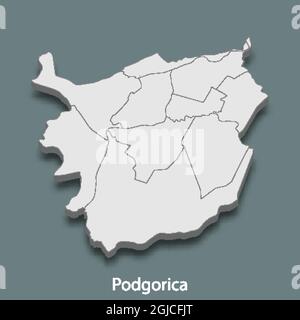 Podgorica vector map. Detailed map of Podgorica city administrative ...