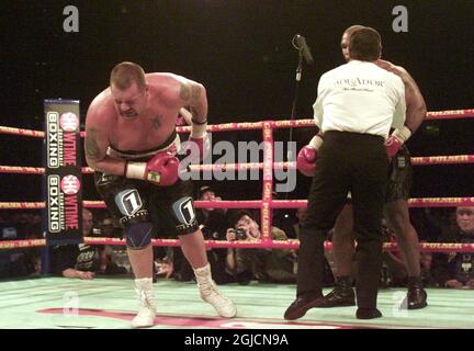 Danish Boxer Brian Nielsen and Mike Tyson boxing in the heavy weight ...