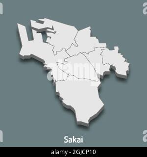 Sakai map. Detailed map of Sakai city administrative area. Cityscape ...