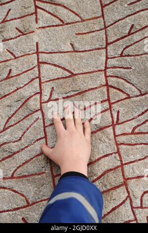 The Viking-era Rok runestone near the Lake Vattern and the town of ...