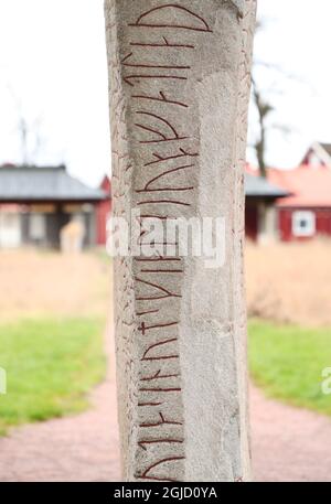 The Viking-era Rok runestone near the Lake Vattern and the town of ...